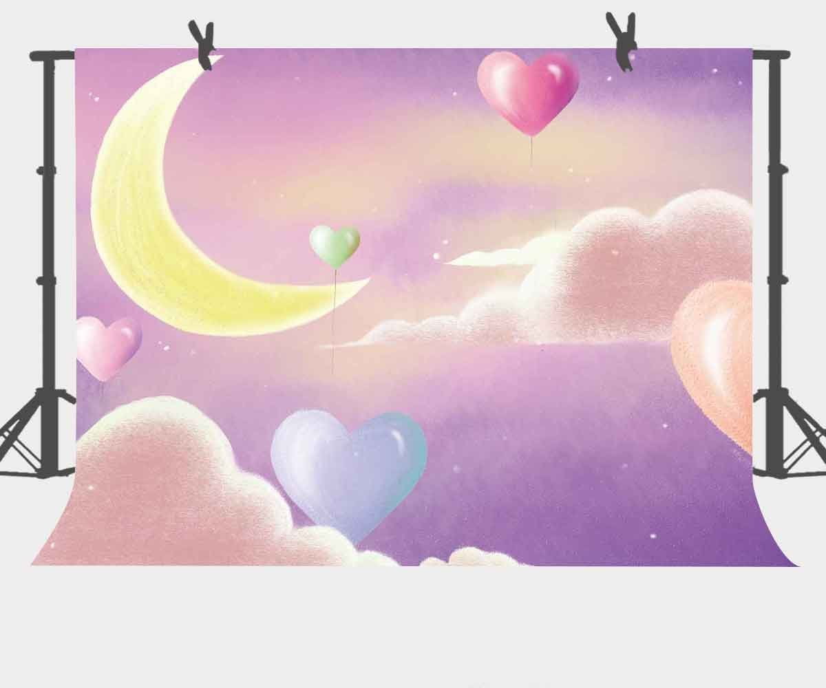 Background 7x5ft Cartoon Moon and Clouds Photography Backdrop Photo ...