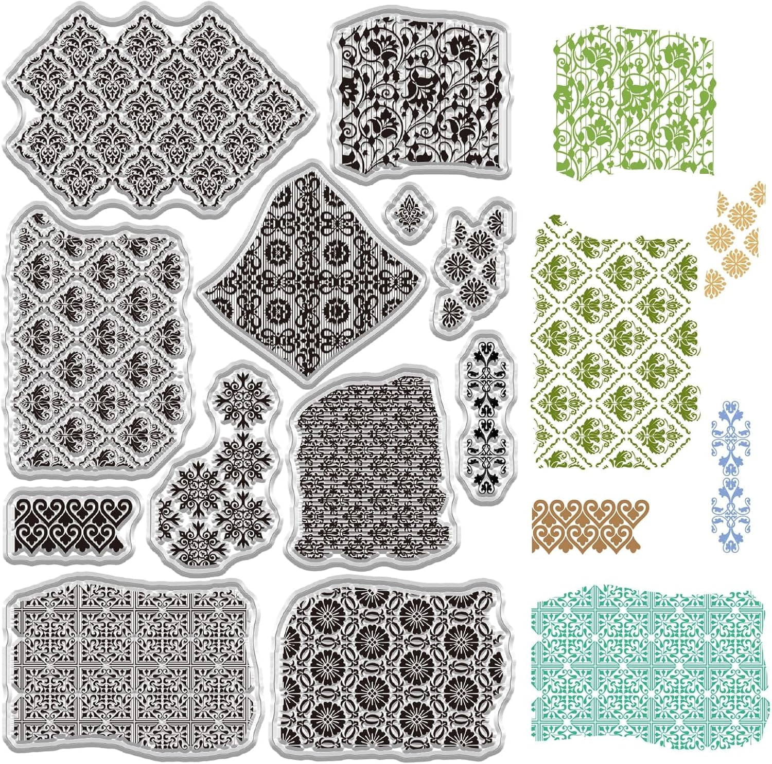 Background Clear Stamps Reusable Transparent Vintage Retro Floral ...