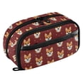 Background Corgi Face Pattern PVC Pencil Case Water-Repellent Clear ...