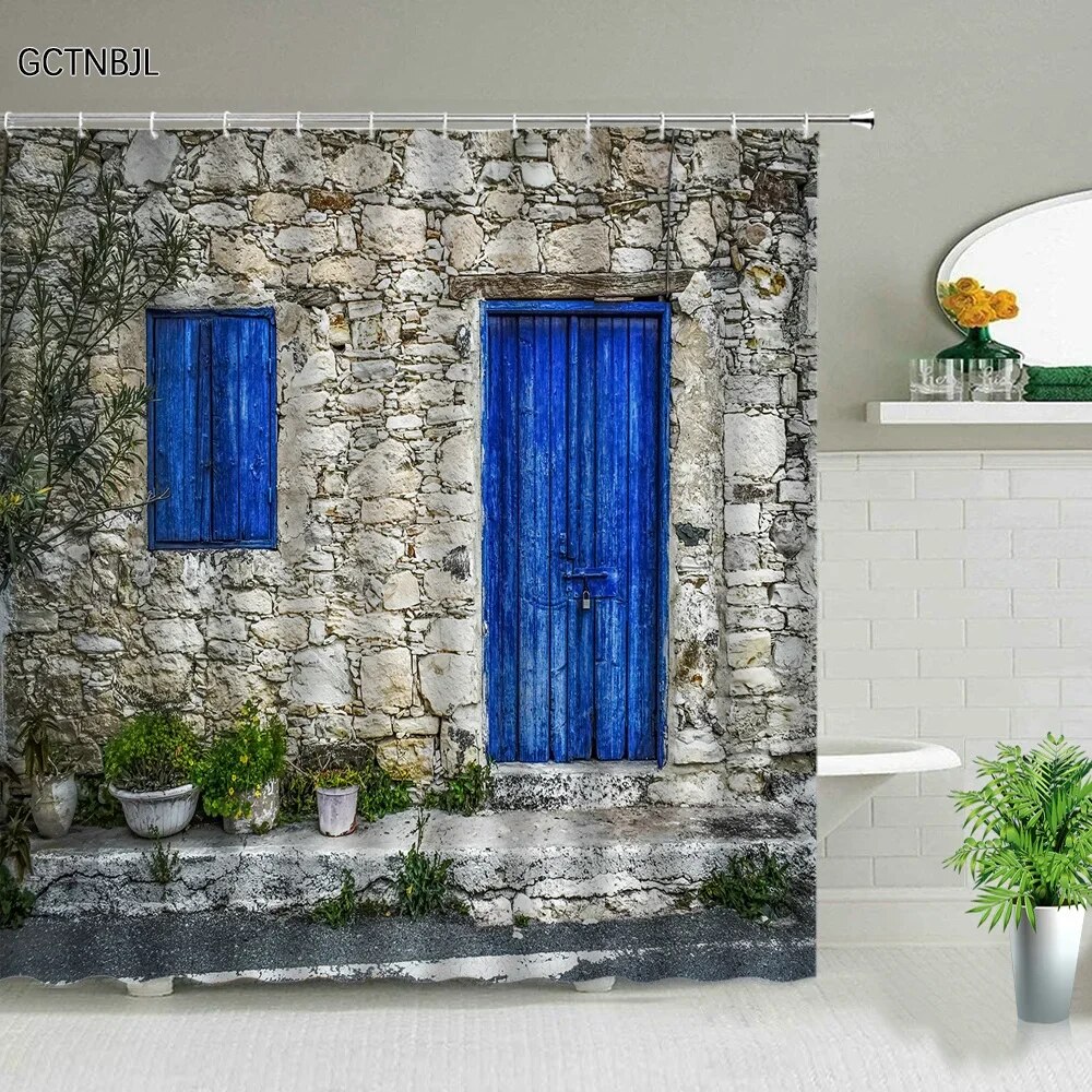 Background Decoration Shower Curtains Rural Street Flower Green Plant ...