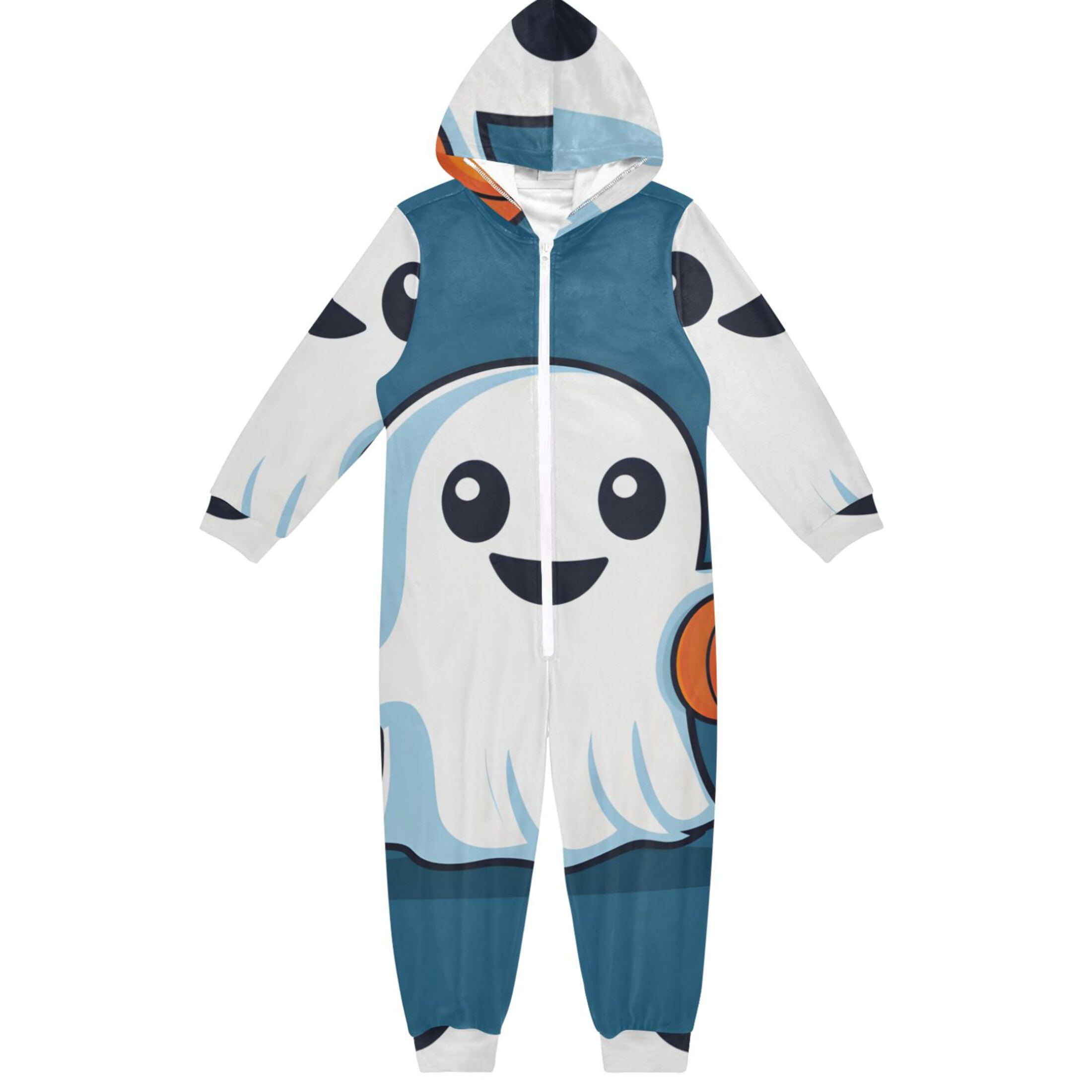 Background Halloween Ghost One Piece Pajamas Soft Jumpsuit Cozy Sleep ...