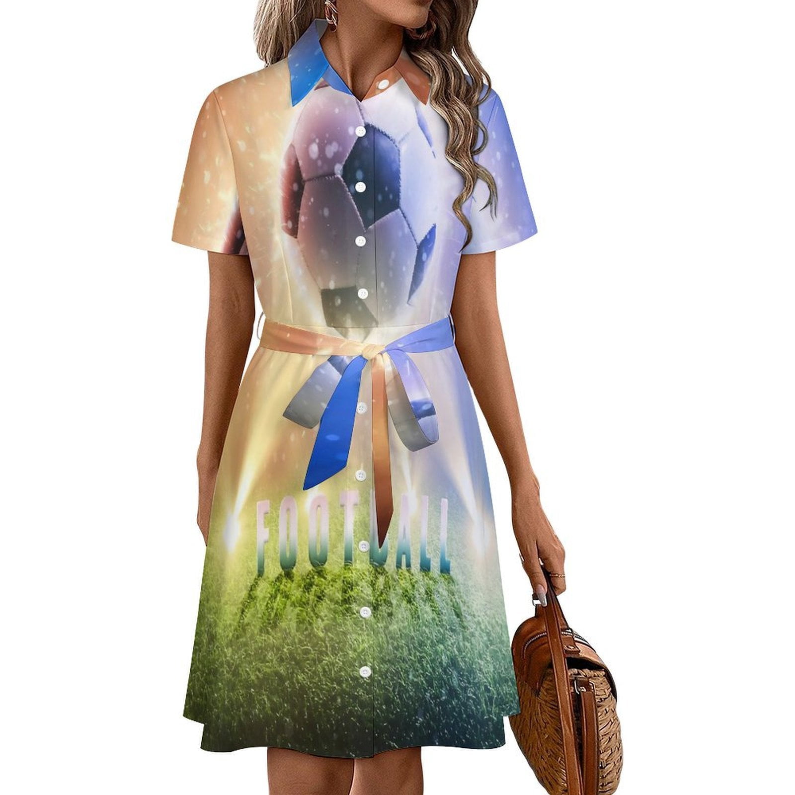 Background Of A Football Womens Shirt Dresses Women'S Short Sleeve ...