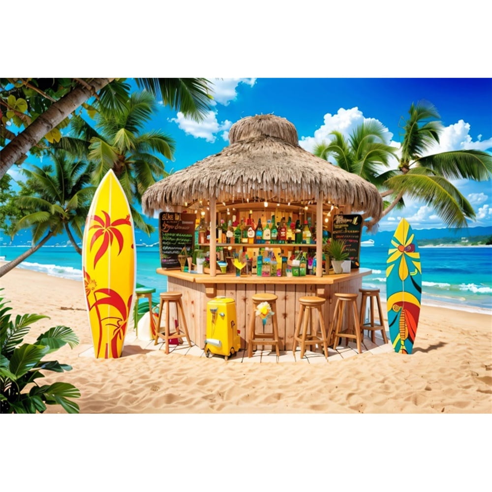 Background Party Birthday Wedding Tree Palm Ocean Theme Hawaiian ...