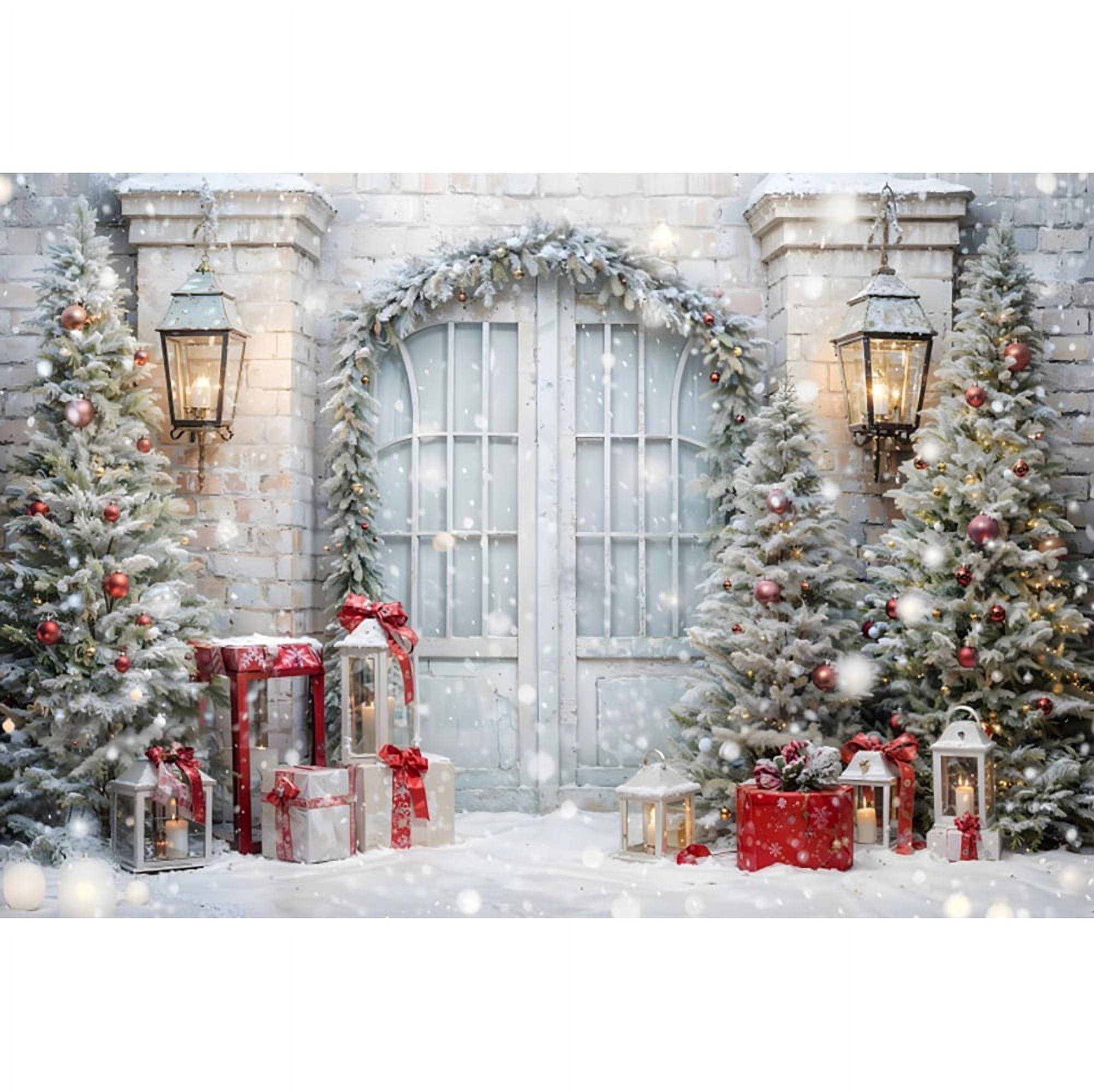 Background Photo Wall Chic White Fireplace Window Gift Tree Xmas r ...