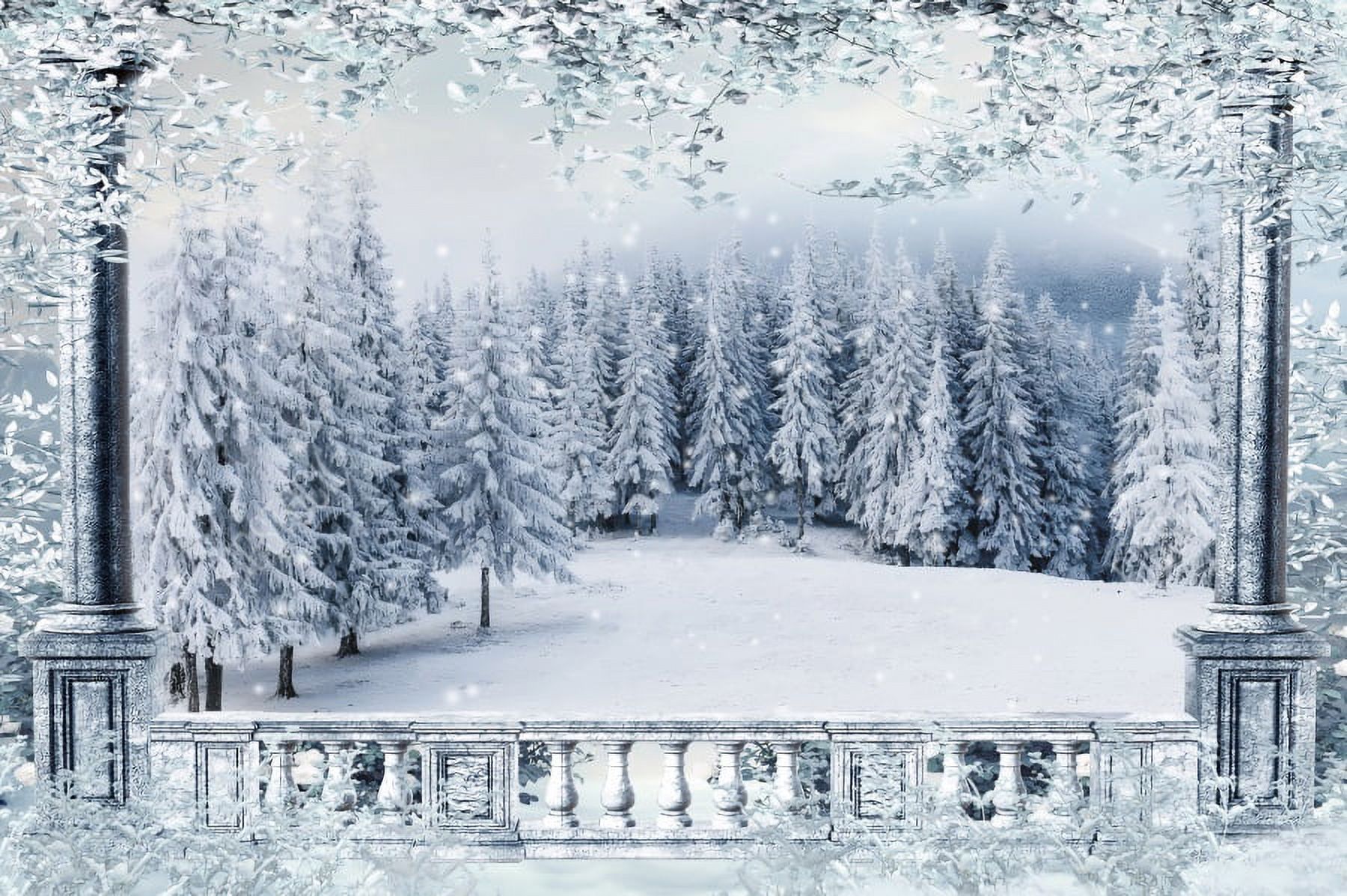 Background Photography Landscape Natural Sky Blue Tree Snowflake Glitter Tree Pine Forest ...