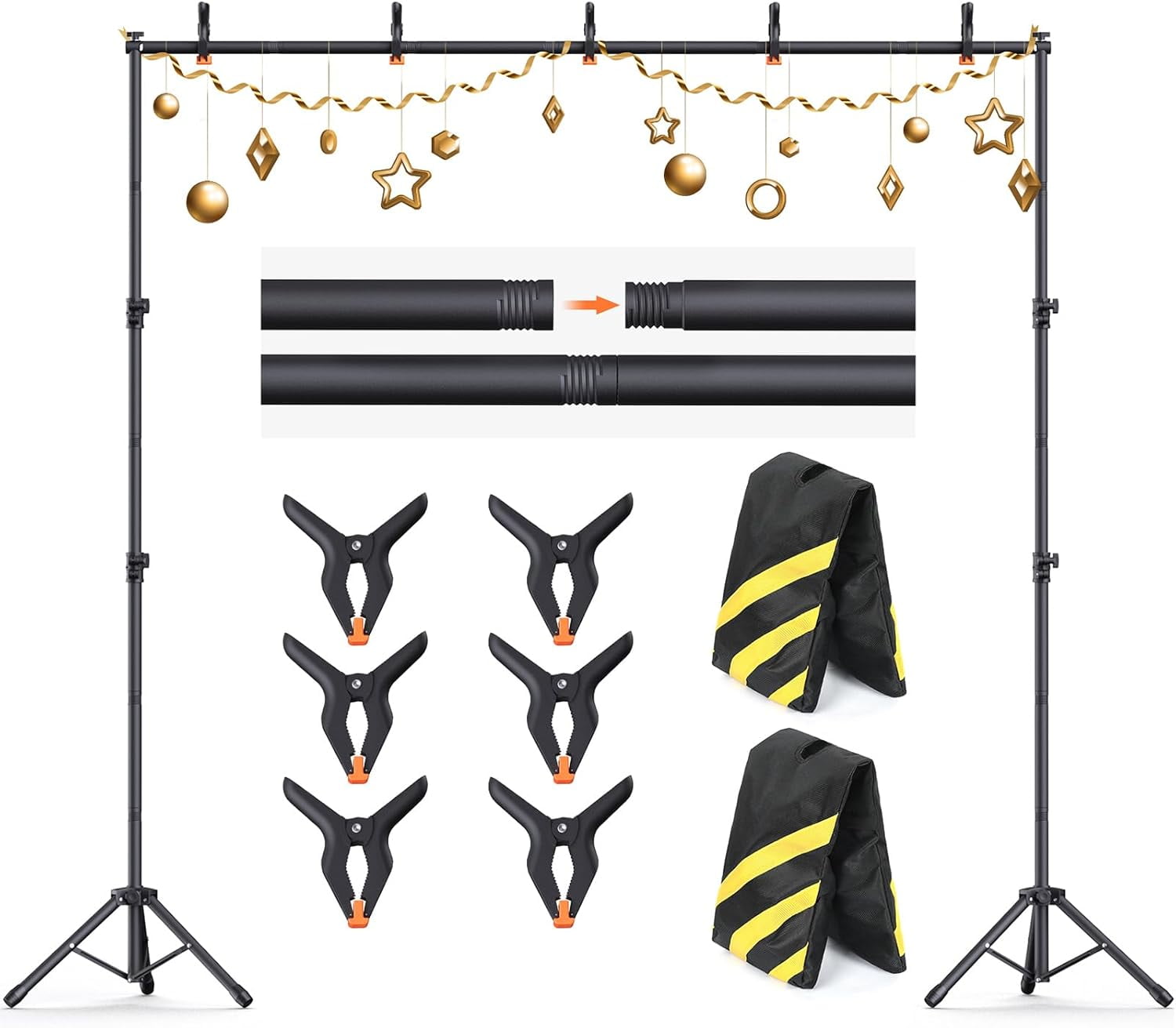 Background Stand 10×8ft (W×H) Adjustable Background Support Ground Kit ...