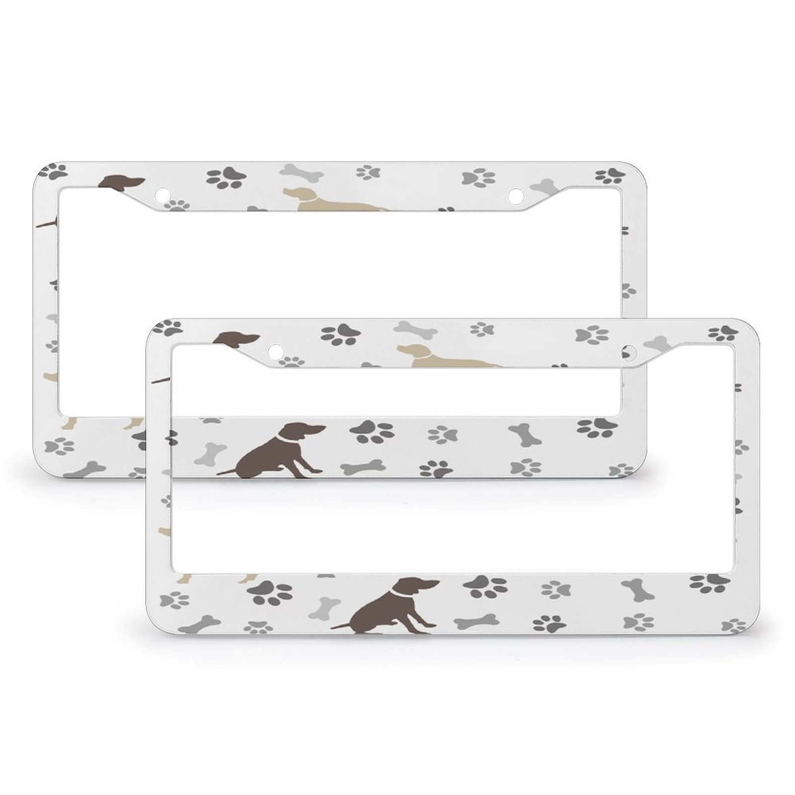 Background With Dogs Paw Print And Bone License Plate Frames - License ...