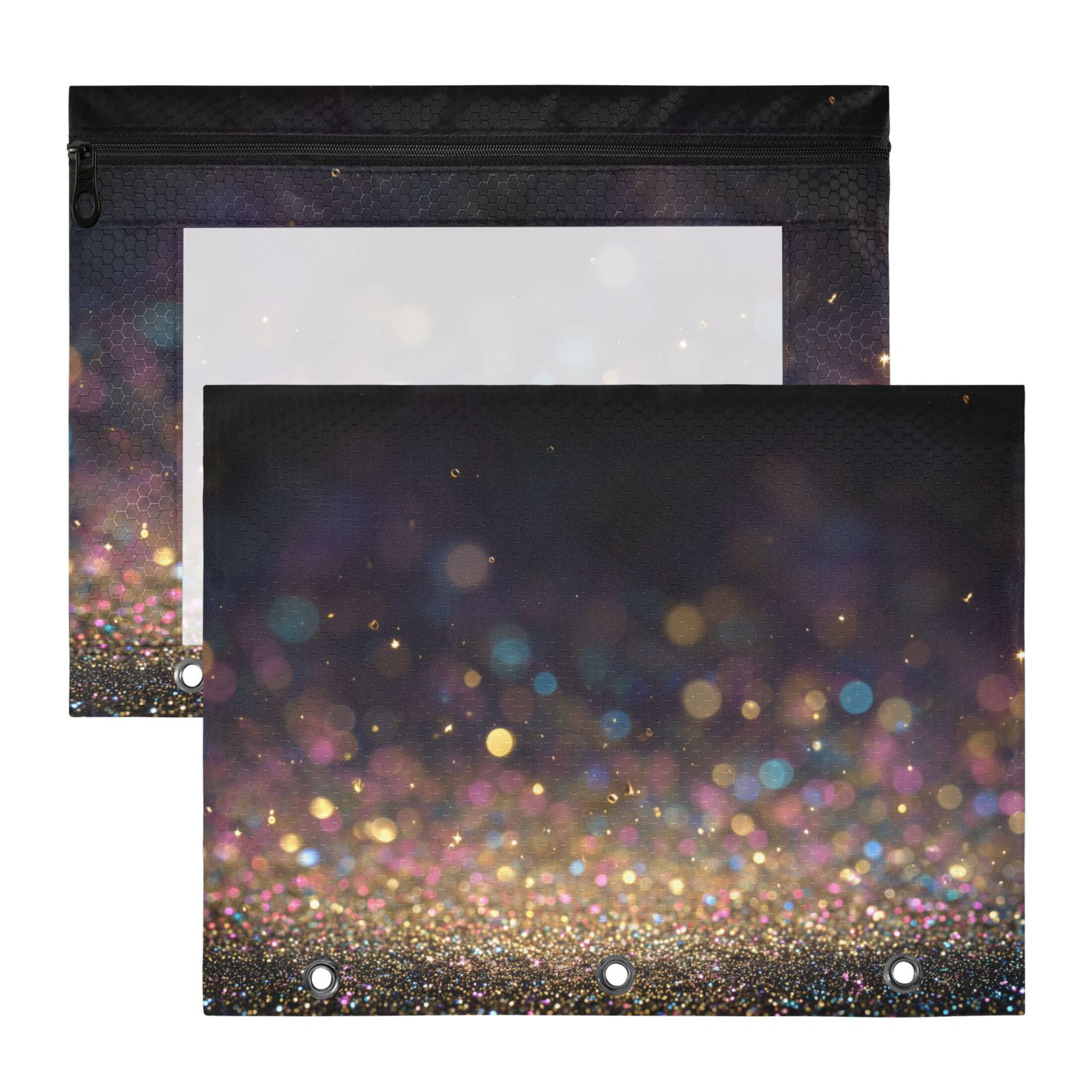 Background with Glitter 3-Ring Binder Pocket with Zipper Pencil Pouches ...