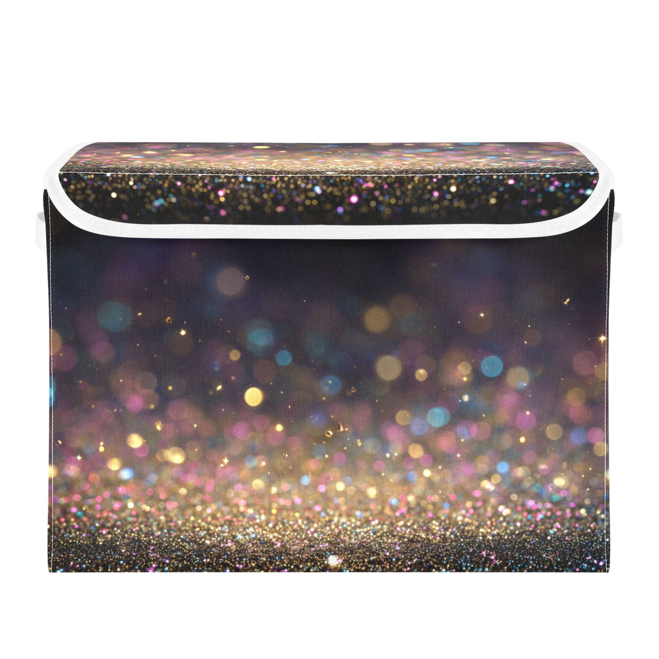 Background with Glitter Foldable Storage Bins with Lids Handles ...