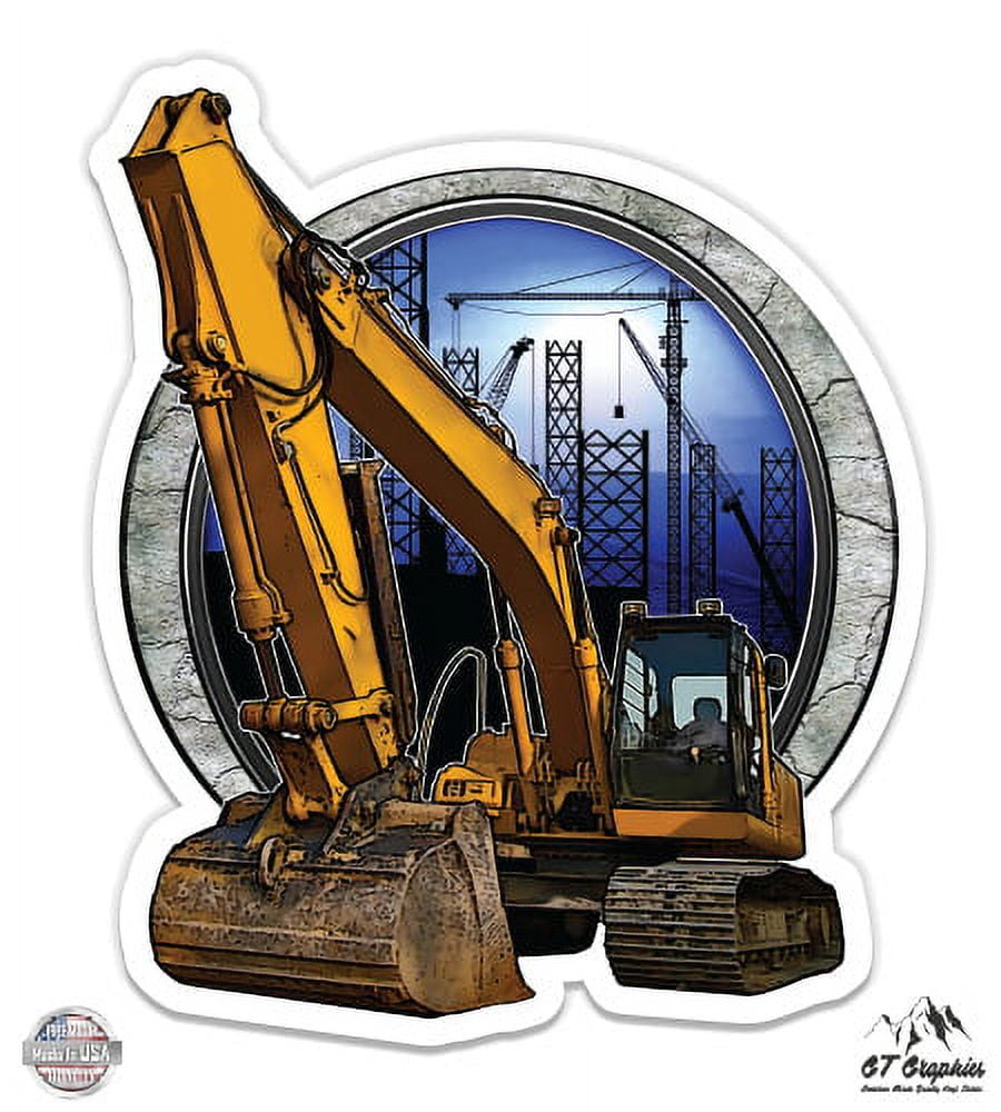 Backhoe - 8" Vinyl Sticker - For Car Laptop I-Pad - Waterproof Decal ...