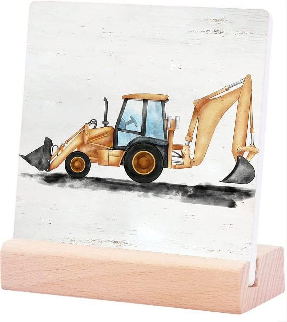 Backhoe Sign Construction Digger Truck Table Sign Watercolor ...