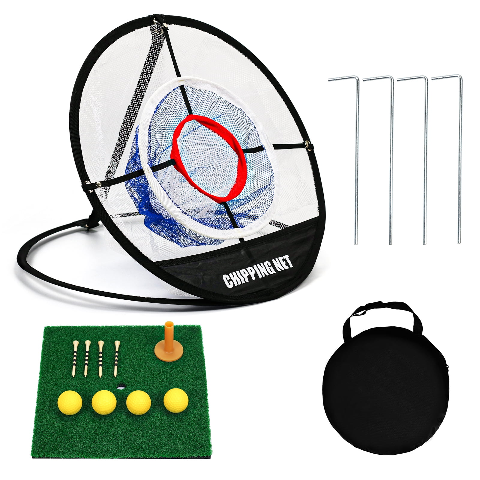 Portable Golf Practice Set: Chipping Net, Hitting Mat, Tees, Balls ...