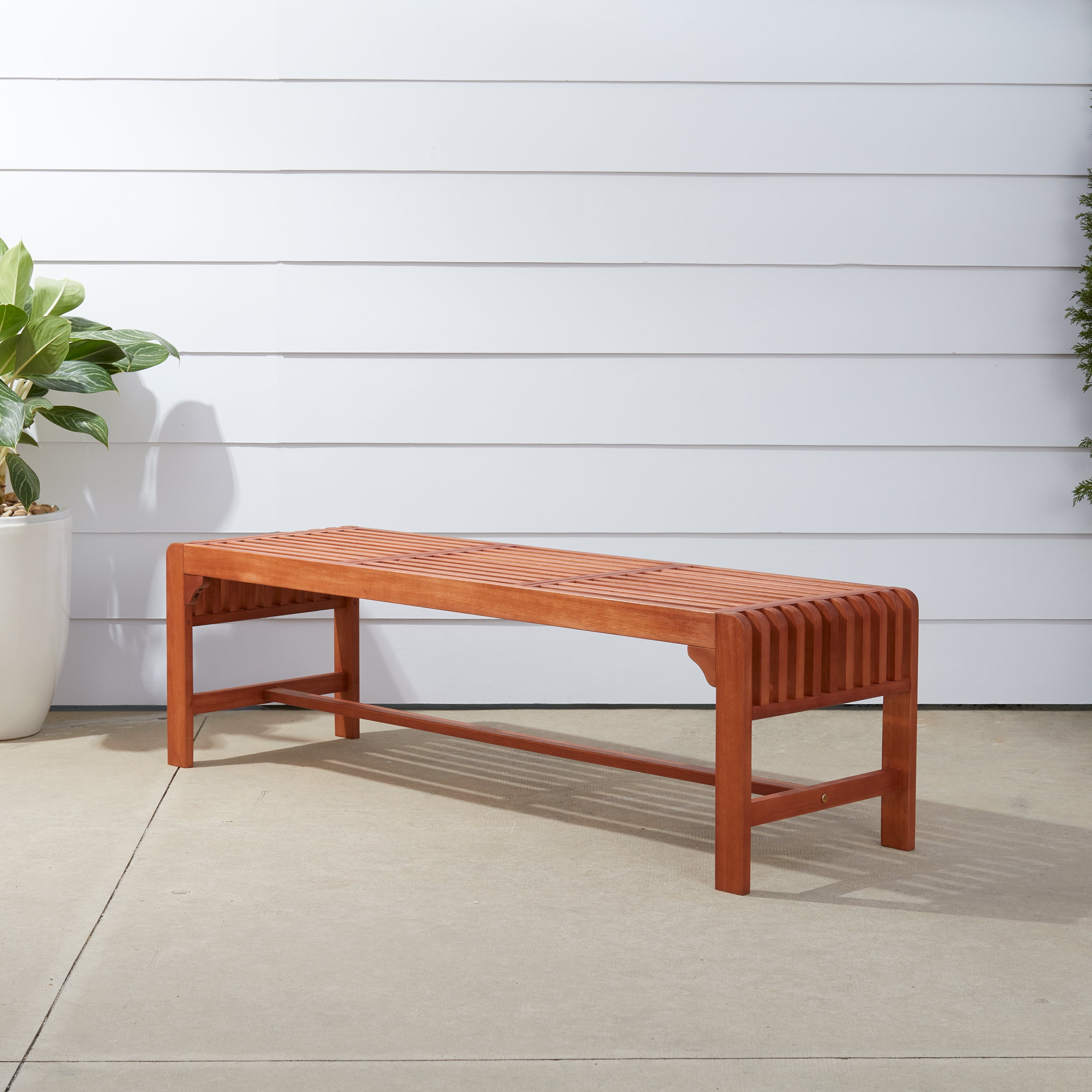 Backless 5-foot Eucalyptus Wood Bench - Walmart.com