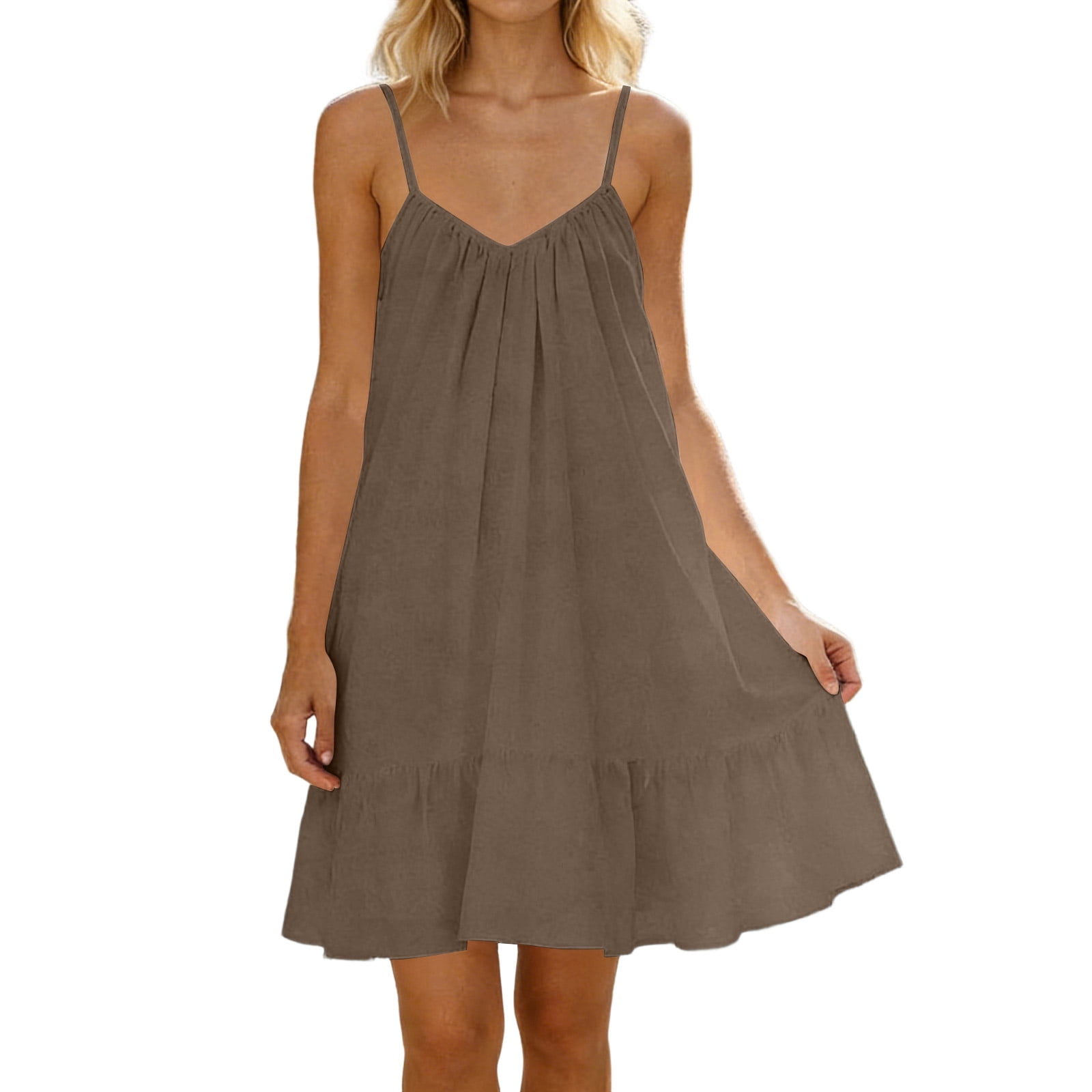 Backless Cami Dress for Women 2026 Summer Sleeveless Spaghetti Strap ...