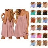 Backless Cami Dress for Women Linen Open Back House Lounge Loose ...