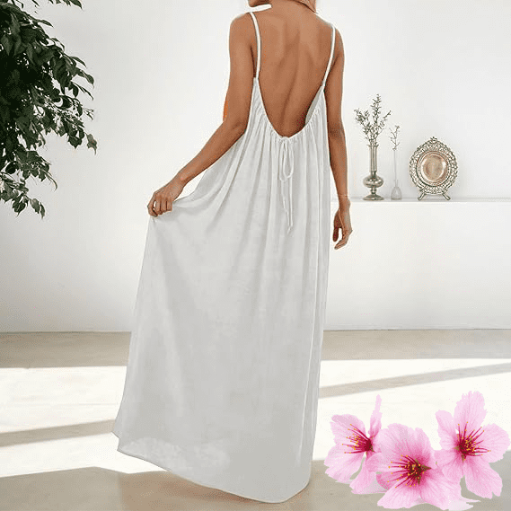 Backless Cami Dresses for Women Cami Lounge Dress Backless Solid Color ...