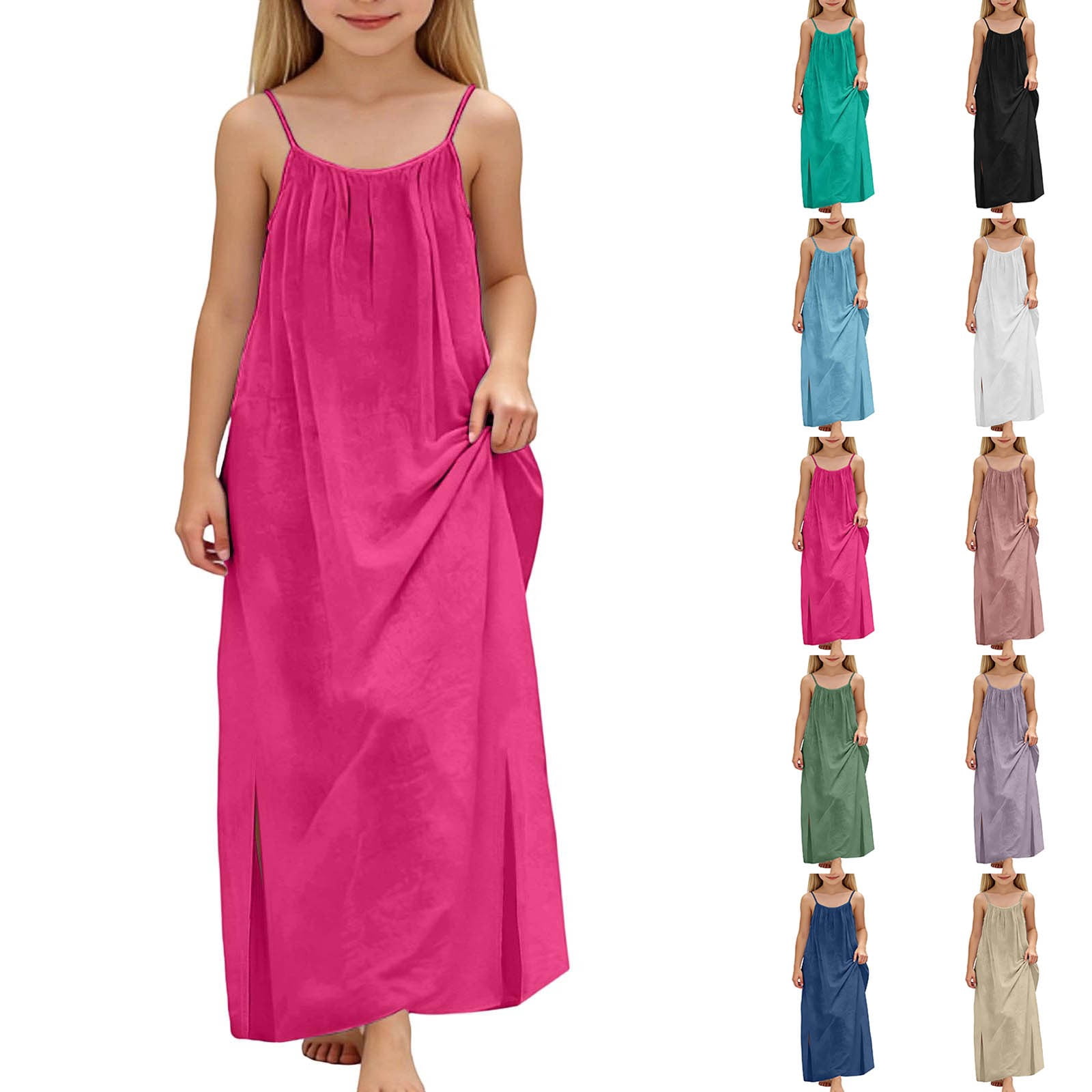 Toddler Kids Girls Summer Sleeveless Backless Cami Dresses Spaghetti ...