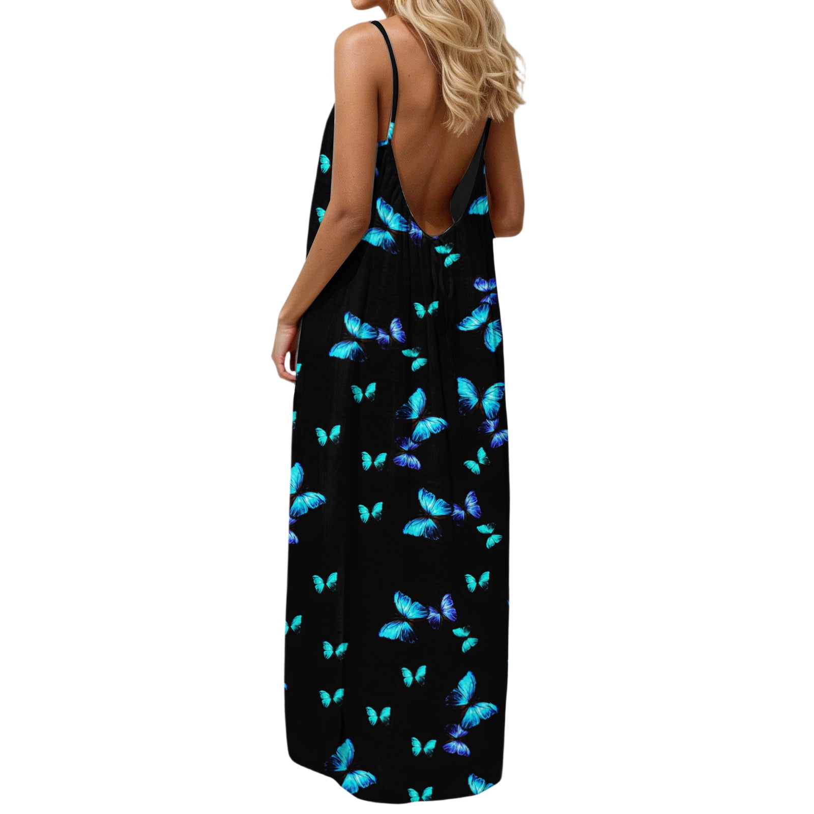 Backless Cami Dresses for Women Cami Lounge Dress Backless Solid Color ...