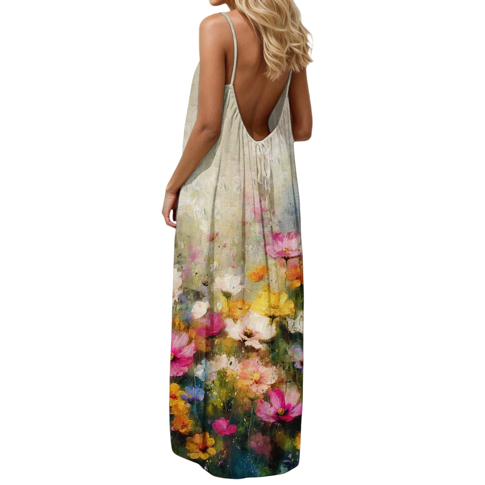 Backless Cami Dresses for Women Cami Lounge Dress Backless Solid Color ...