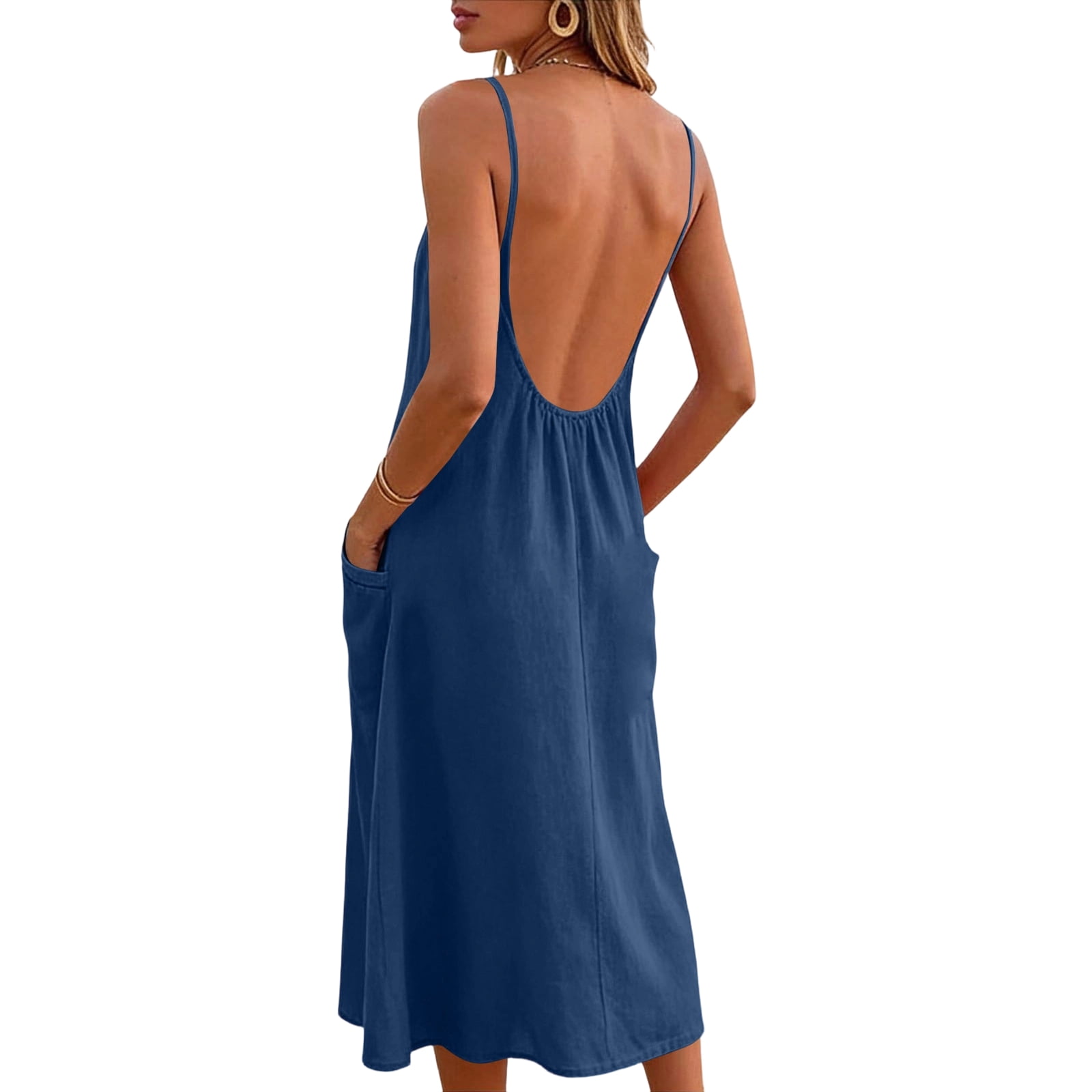 Backless Cami Dresses for Women Sleeveless Backless Boho Sundresses ...