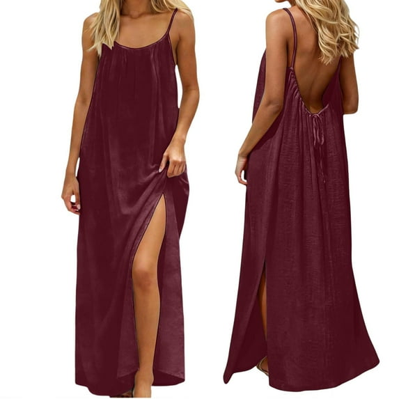Backless Cami Dresses for Women Sleeveless Red Womens Flowy Dress Maxi ...