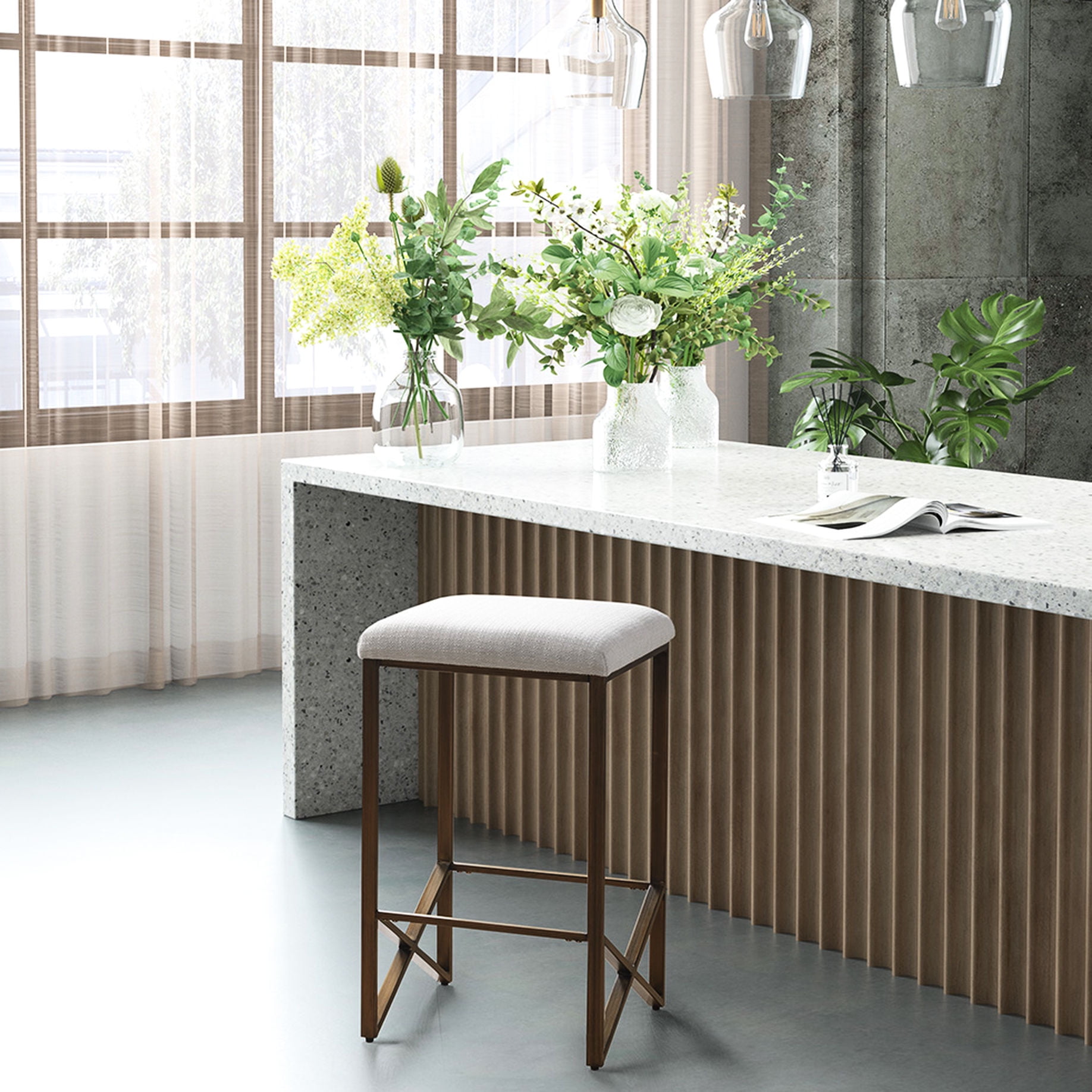 Backless Counter Stool with Padded Seat | Tucks Under Any Kitchen ...