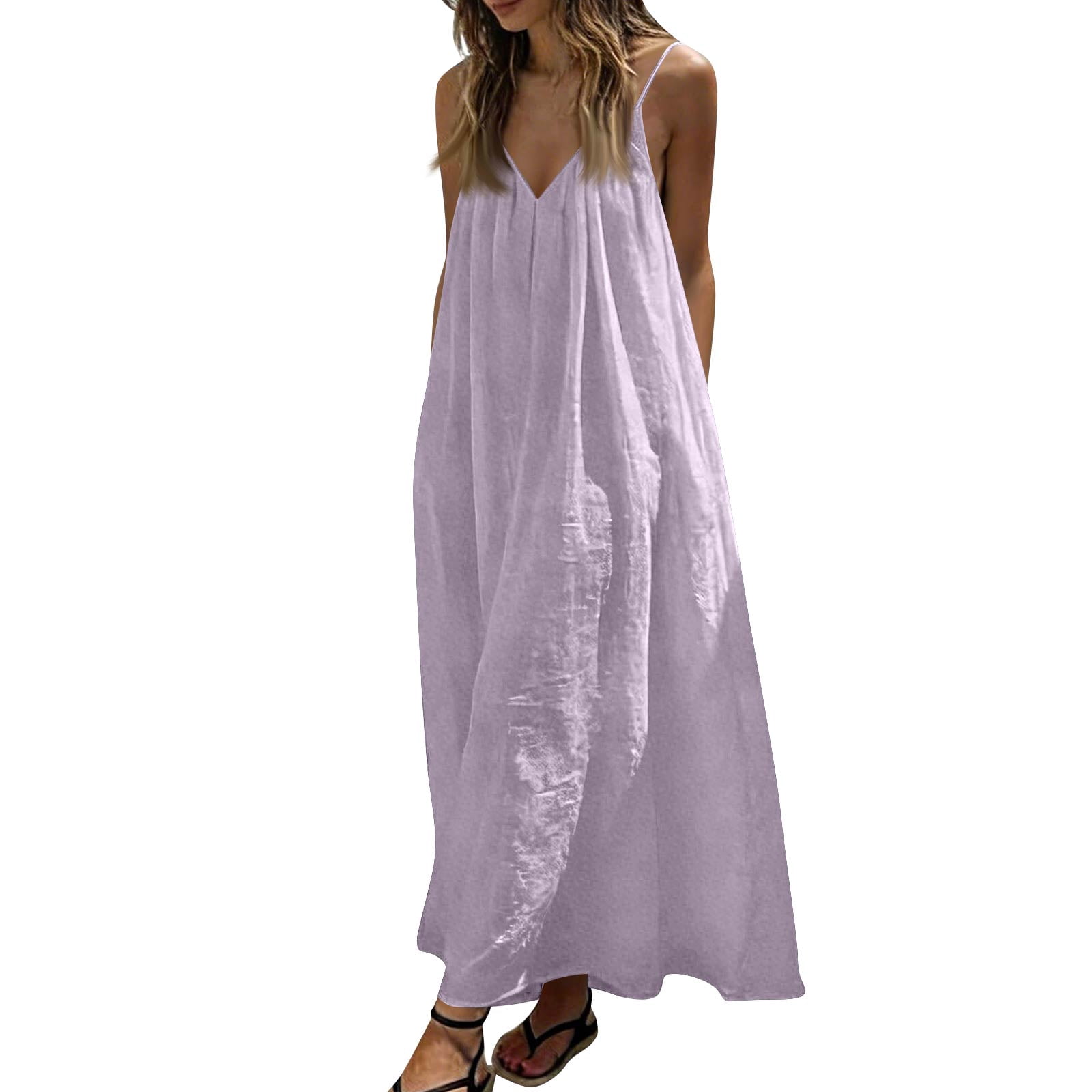 Backless Dresses for Women 2026 Summer Sleeveless Spaghetti Strap Loose ...