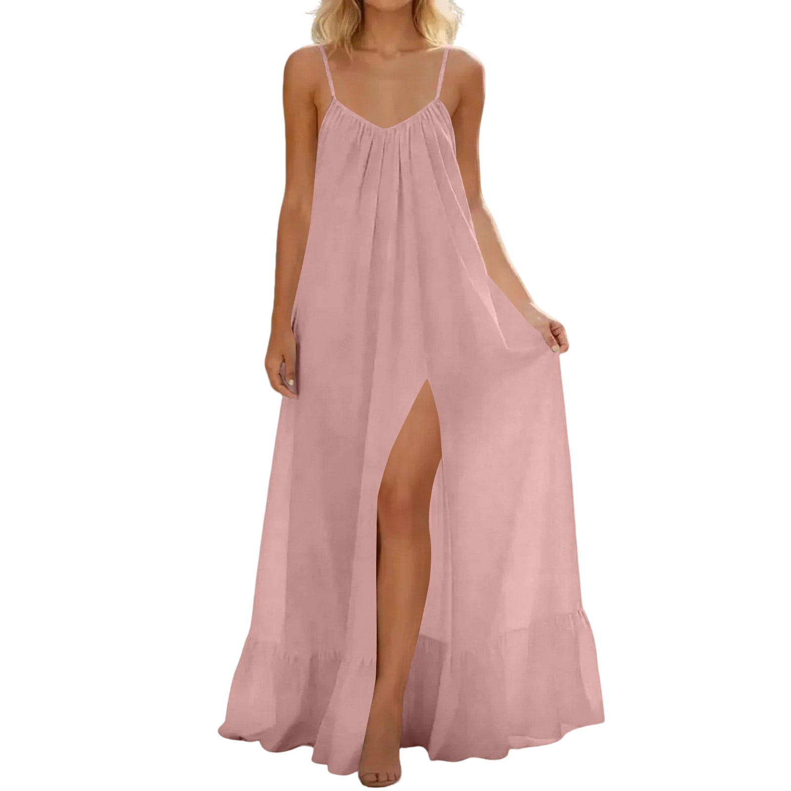 Backless Dresses for Women Dress Flowy Open Back Solid Color Summer ...