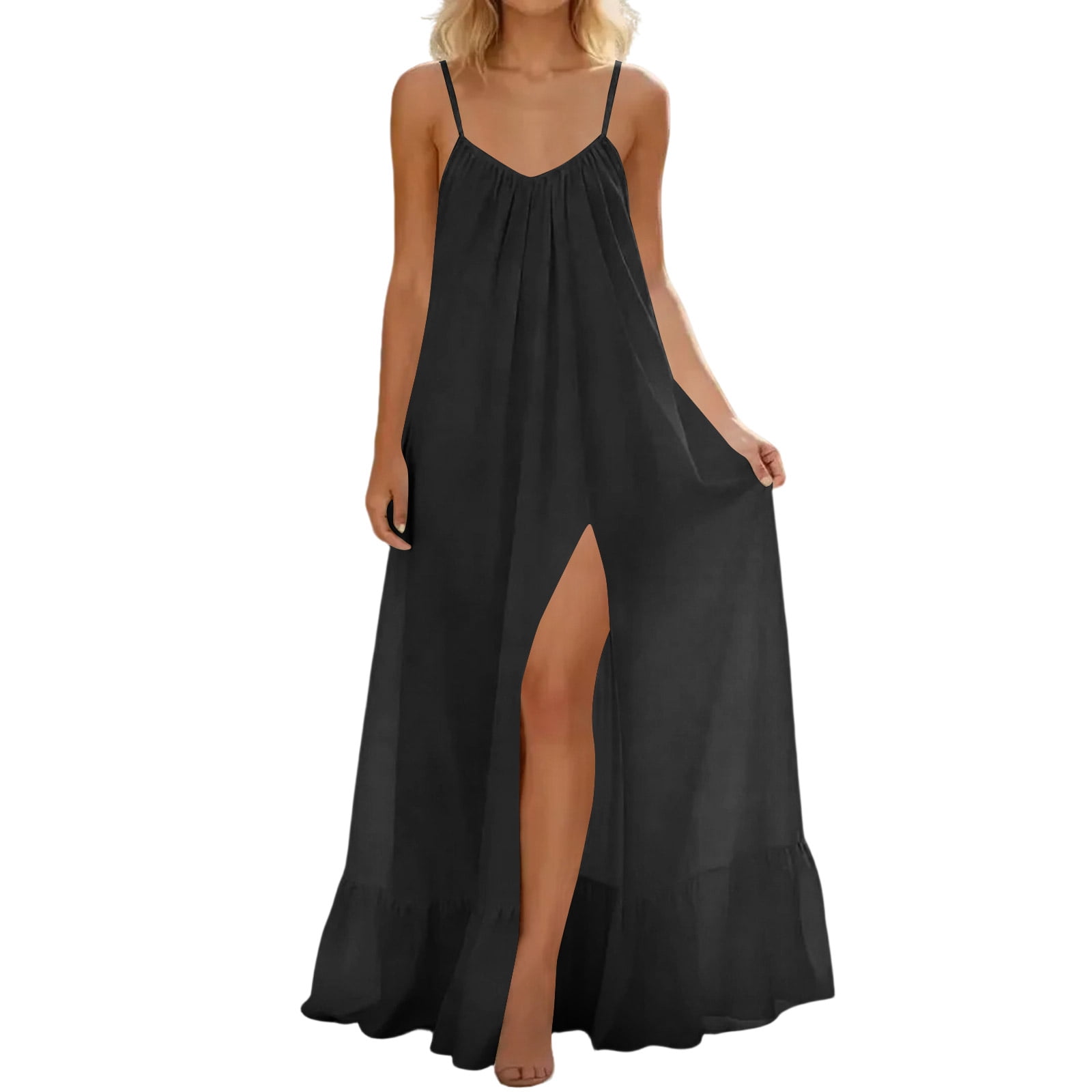 Backless Dresses for Women Dress Flowy Open Back Solid Color Summer ...