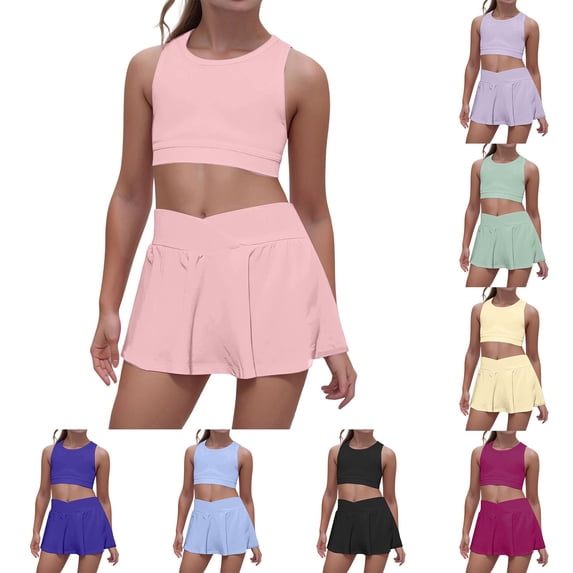 Backless Halter Neck Cami Tank Top and Shorts 2-Piece Summer Activewear ...