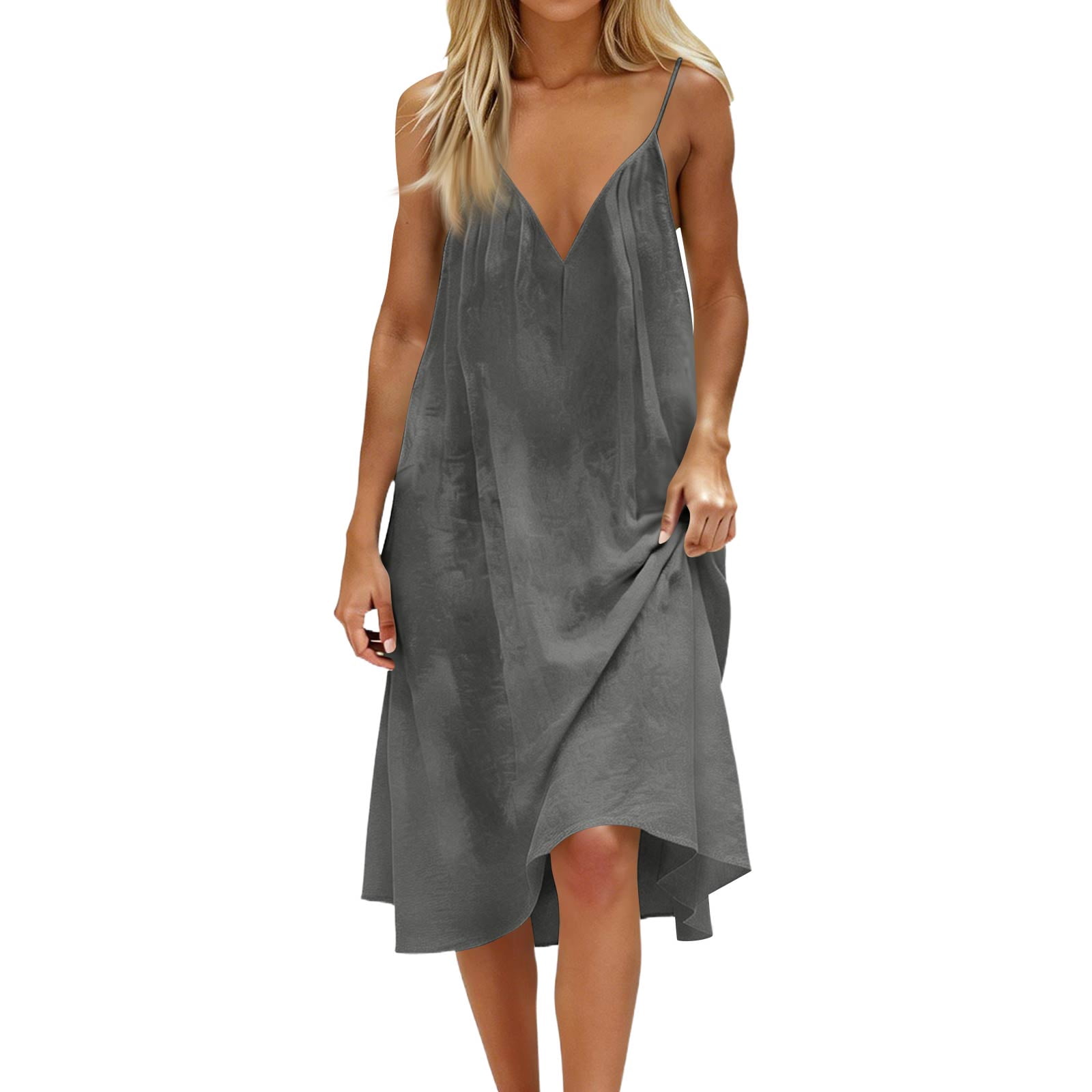 Backless House Dress for Women Solid Color Backless Cami Dress Loose ...