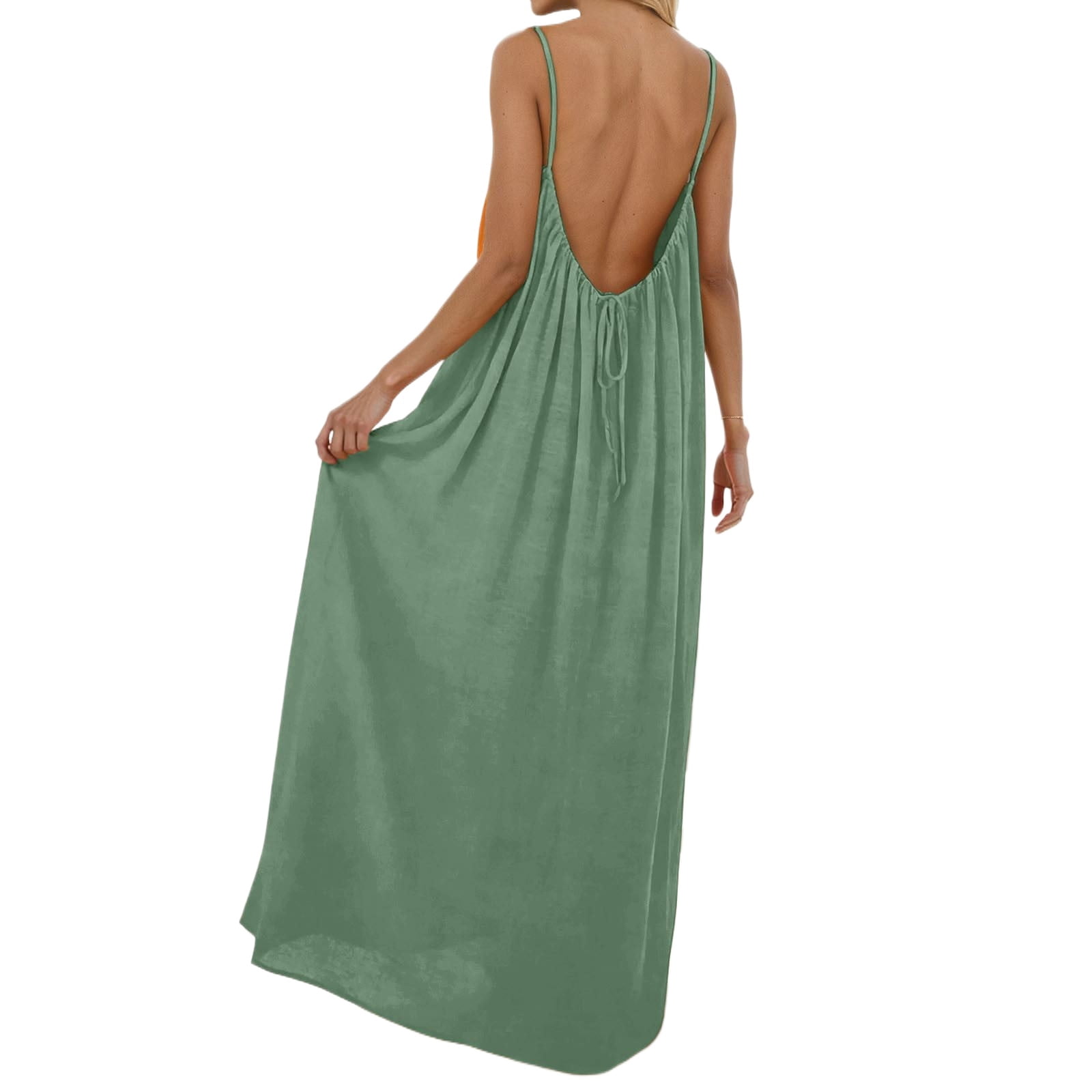 Backless Lounge Dress for Women Casual Linen Low Back House Dresses ...