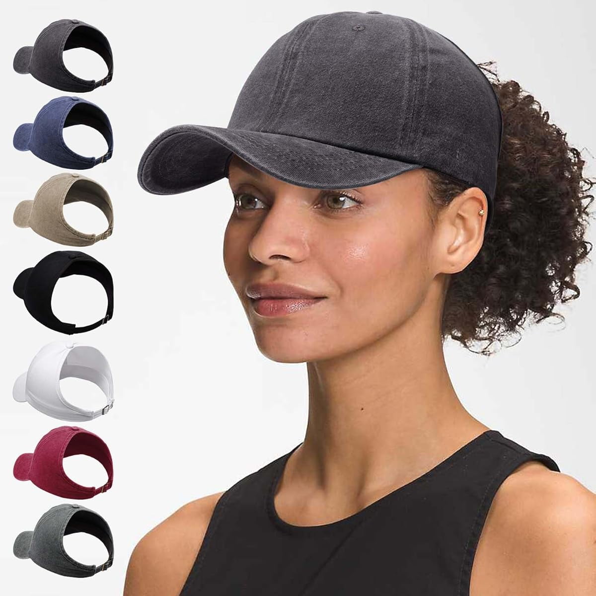 Backless Ponytail Baseball Caps for Women Curly Hair Hats Adjustable ...