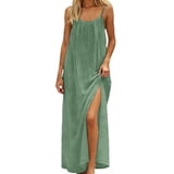 Backless Sleeveless House Dress for Women Long Tie-Front Lounge Dress ...