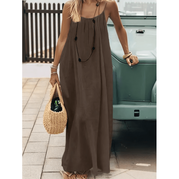 Backless Spaghetti Strap Maxi Dress for Women – Adjustable Open Back ...
