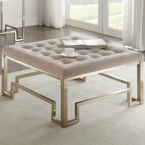 Backless Square Ottoman | Geometric Pattern for Visual Appeal | Metal ...