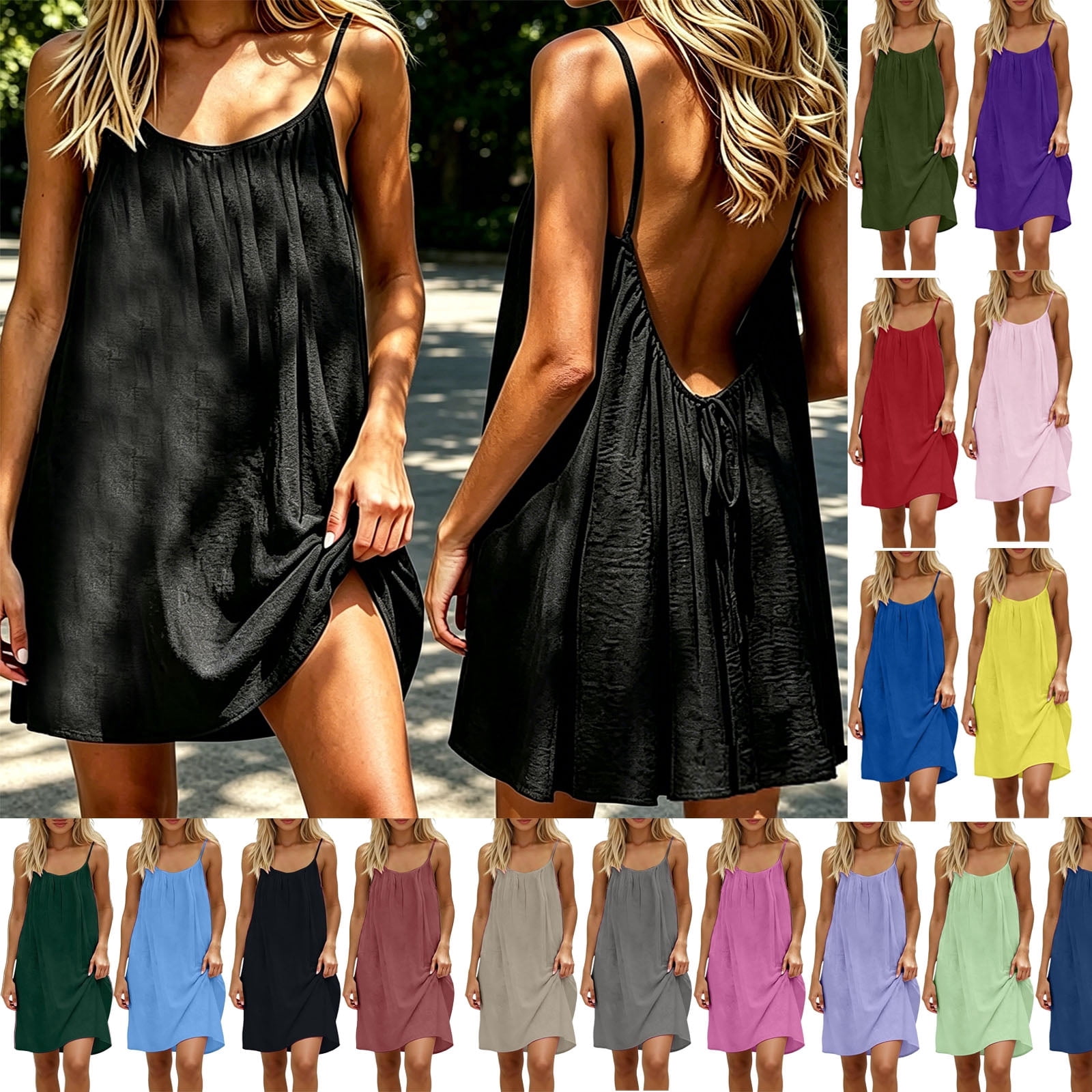 Backless Summer Dress, Cami Lounge Dress Backless, House Dress Open ...