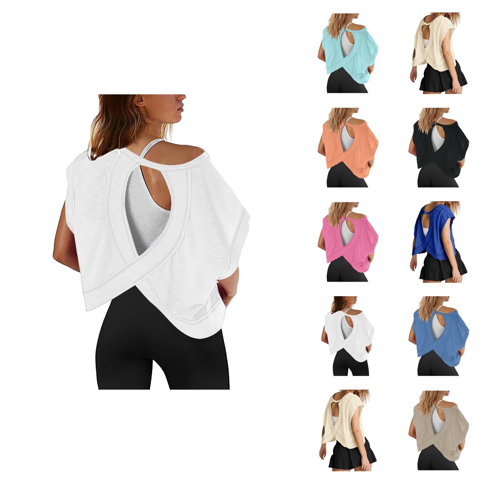 Backless T Shirts for Women 2025 Hollow Out Loose Outdoor Casual ...