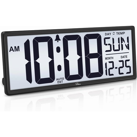 Backlight Digital Wall Clock Battery Operated - with Temperature and ...