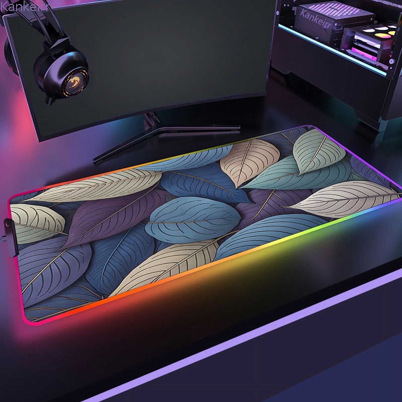 Backlight RGB Deskmat 400x900mm Tropical Leaves Plant XL Gaming ...