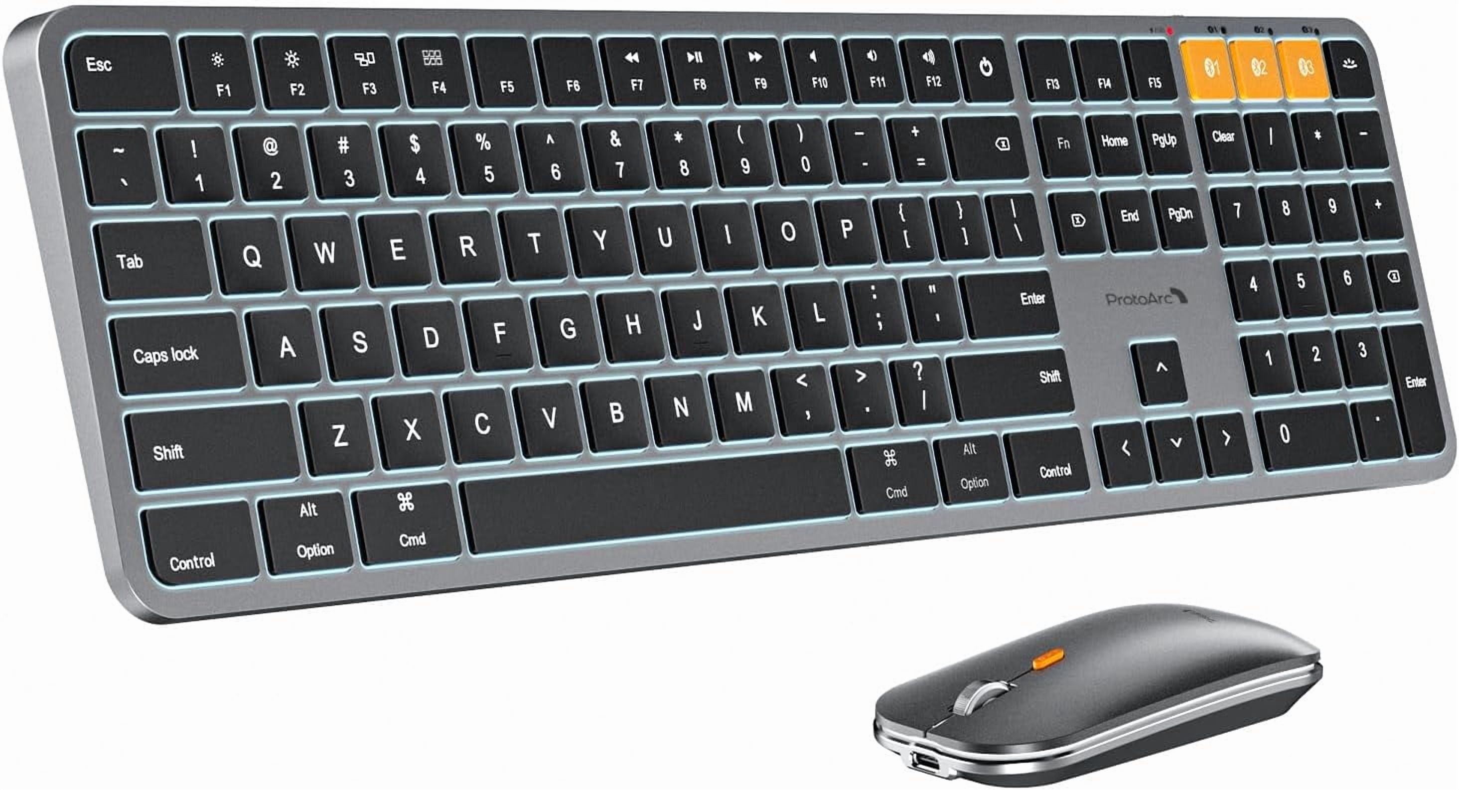 Backlit Bluetooth Keyboard and Mouse for Mac, KM100-A Full Size ...