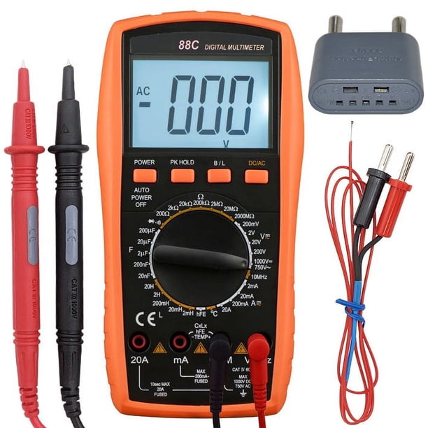 Backlit Digital Multimeter with Large LCD Display, Measures DCV, ACV ...