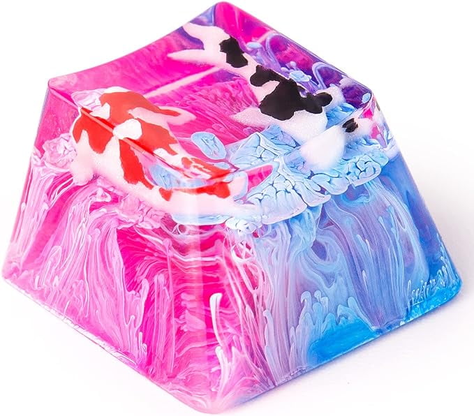 Backlit Key Cap for Cherry MX Mechanical Koi Fish Resin Artisan Keycaps ...