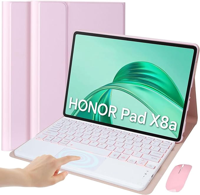 Backlit Keyboard Case with Detachable Touchpad & Mouse, Pink - Pad X8A ...