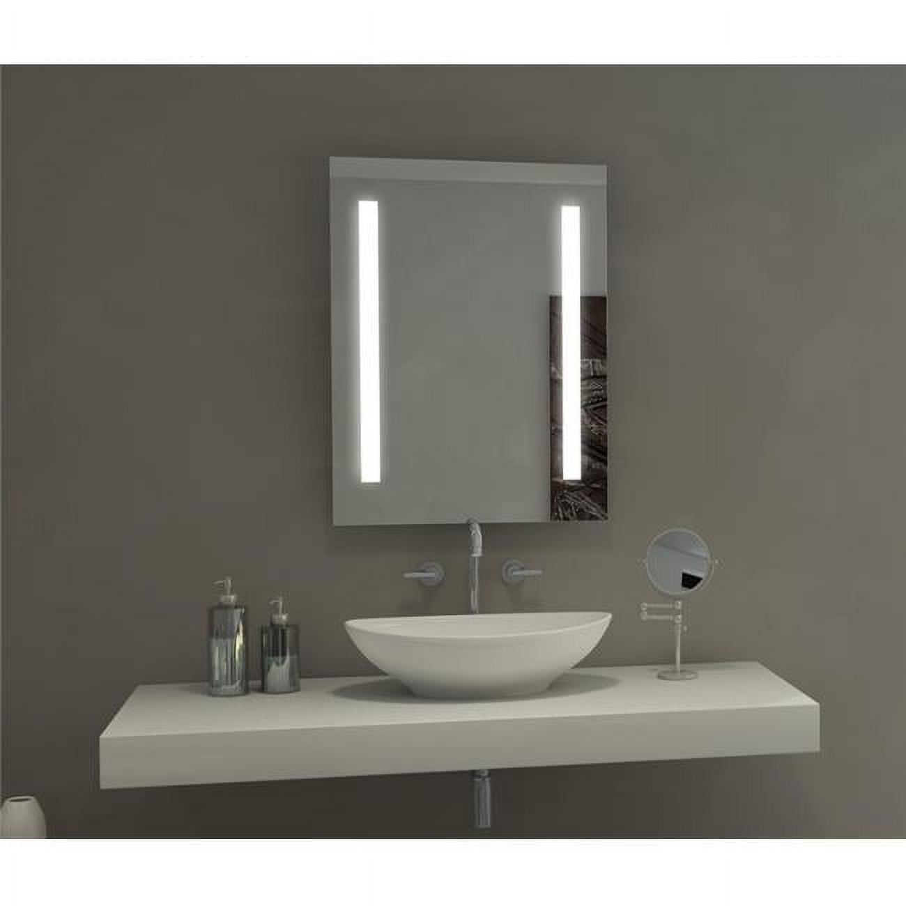 Backlit LED Mirror with 2 Vertical Frosted Inset Strips, White ...