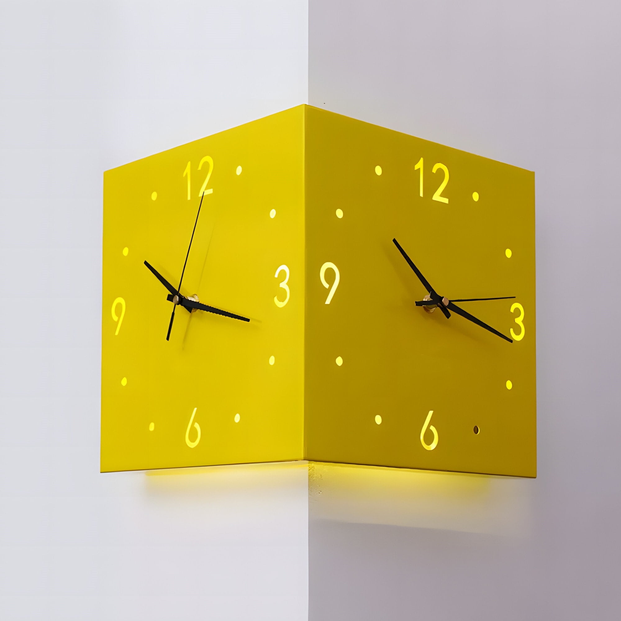 Backlit LED Wall Clock Corner Clock w/ Motion Sensor Yellow - Walmart.com