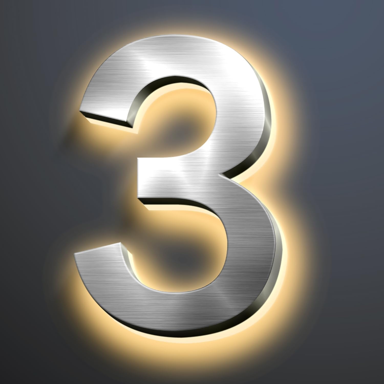 Backlit Lighted LED House Numbers, 3D Floating Led House Plaque Number ...