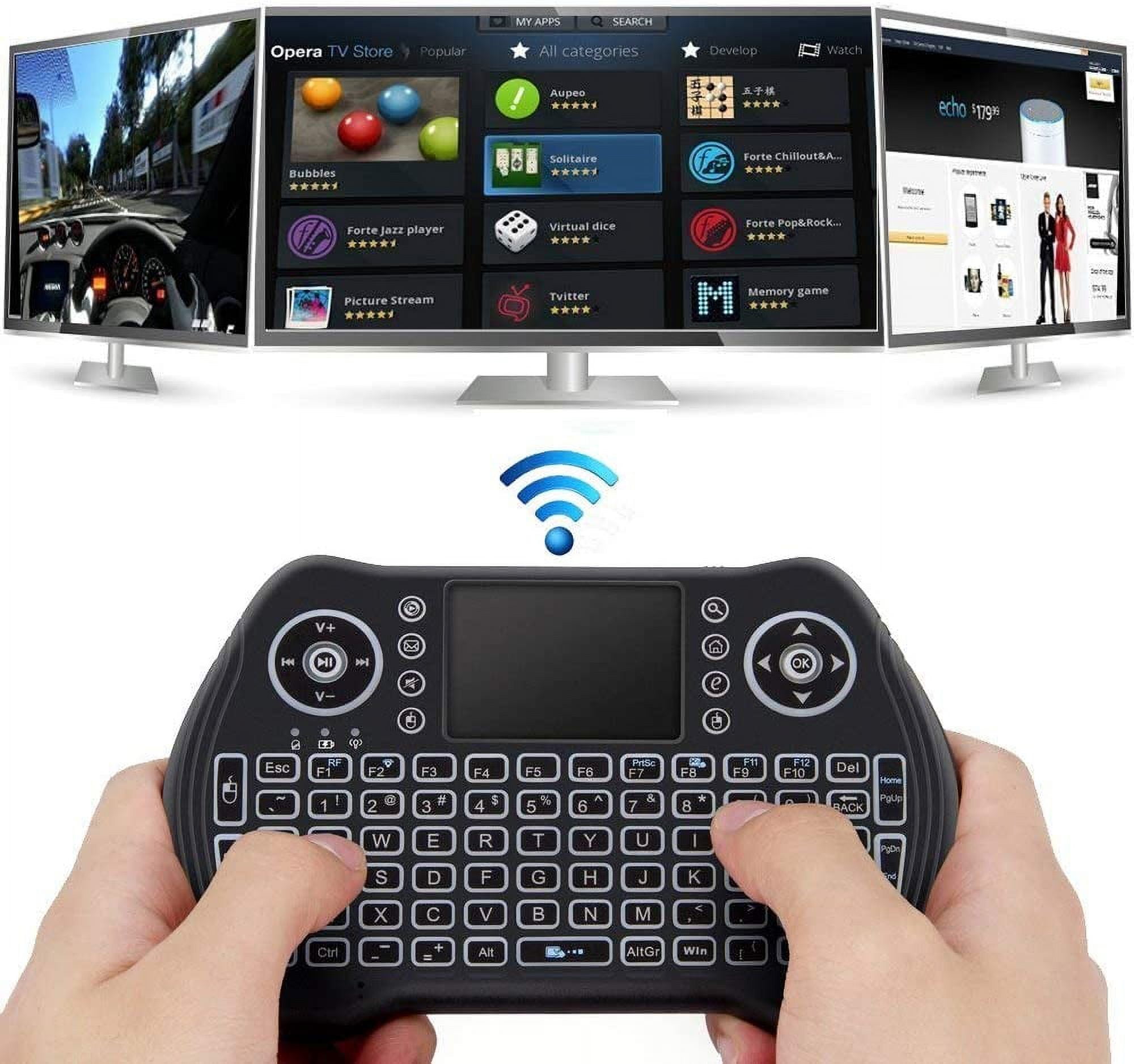 Backlit Mini Wireless Keyboard With Touchpad Mouse Combo and Multimedia Keys for Android TV Box ...
