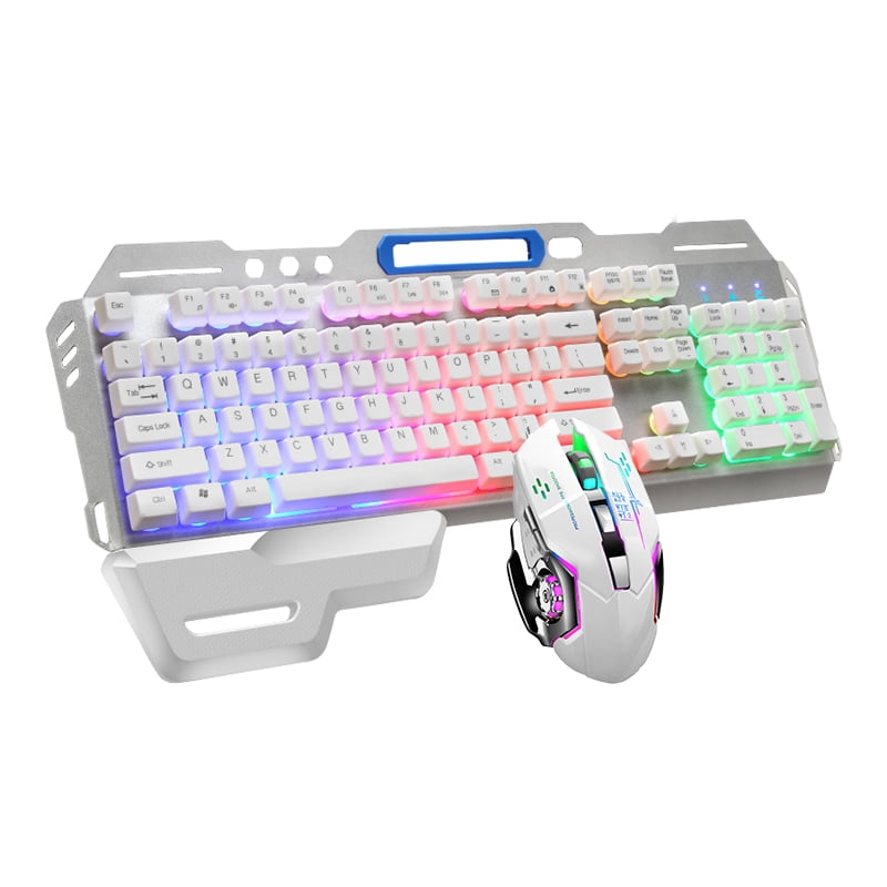 Backlit USB Wired Computer Keyboard & Mouse Set with Ergonomic Wrist ...