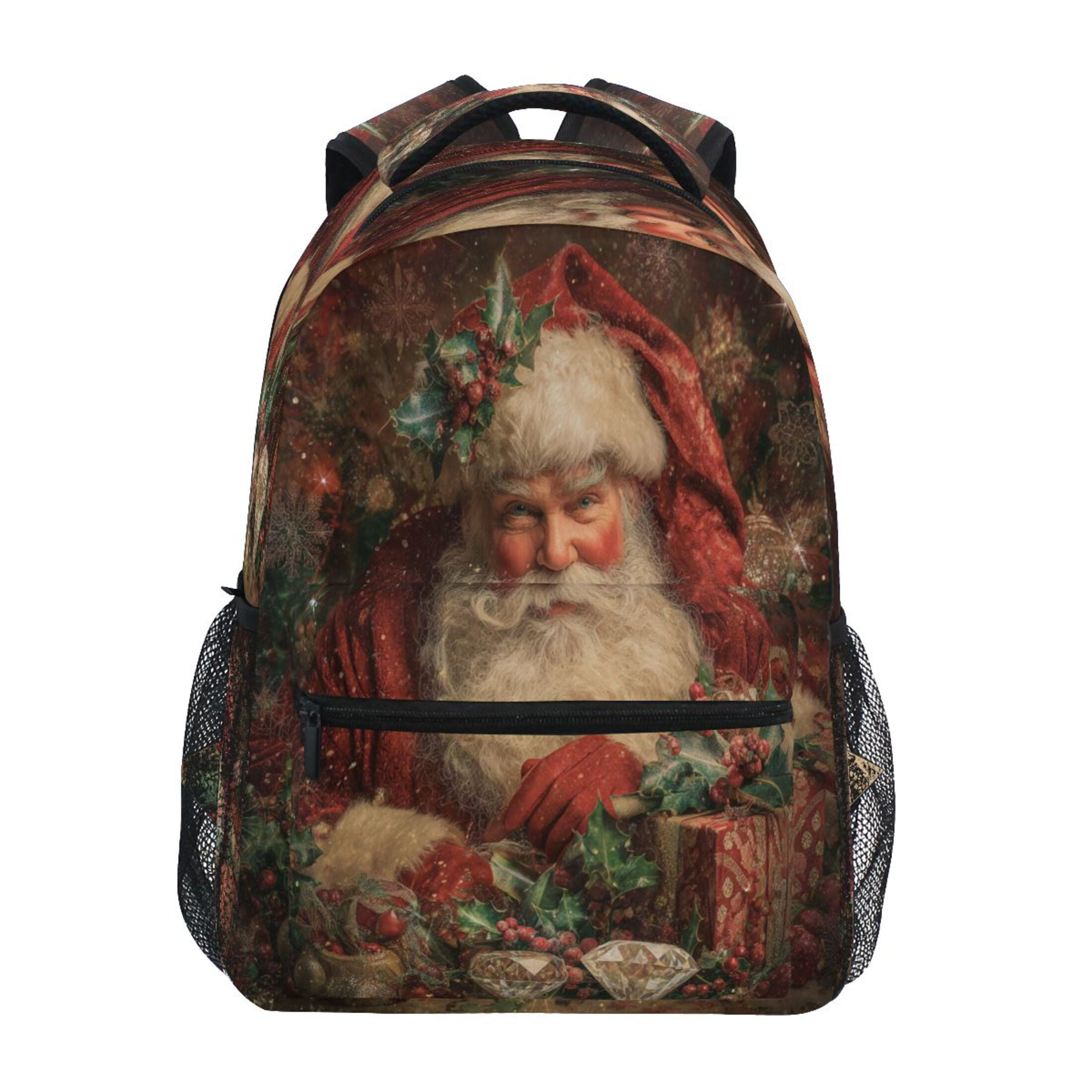 Backpack 16x11.4x6.9 Inches Fashion Backpack Shopping Travel Outing Backpack Warm Lovely Santa ...